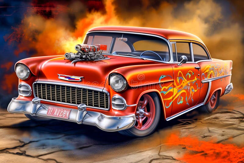 1955 Chevy Tri-Five Car, Generative AI Stock Illustration ...