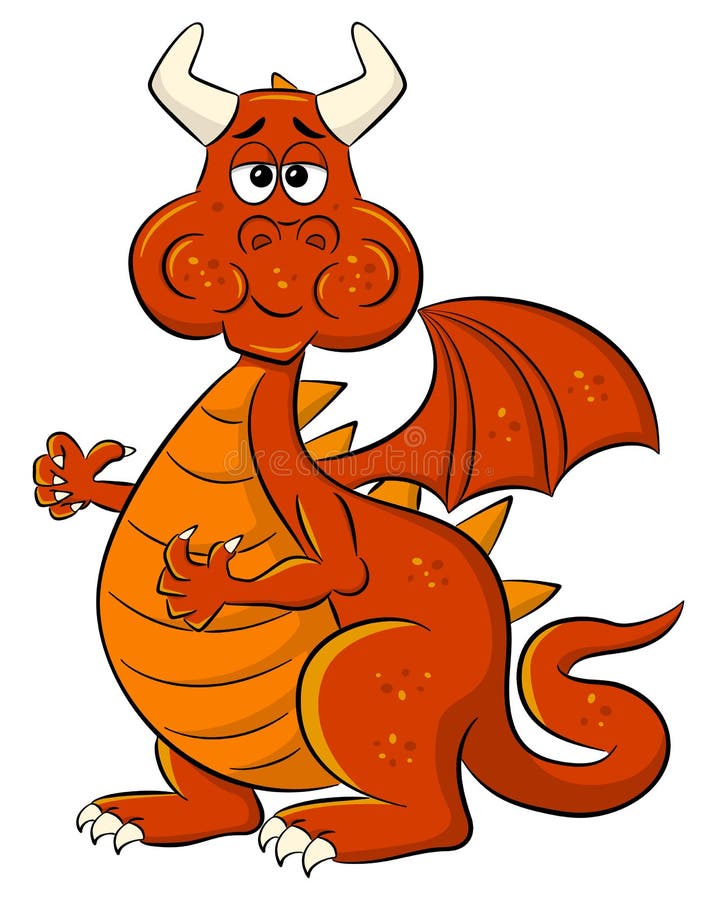 Chewing Cartoon Dragon with a Full Mouth Stock Vector - Illustration of ...