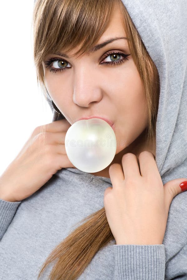 Chewing gum stock photo. Image of brunette, cute, looking - 9883332