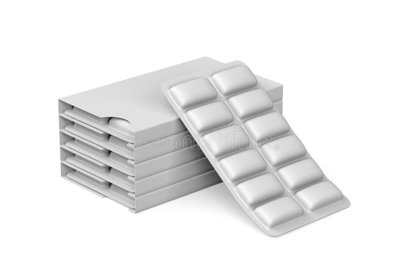 Chewing Gum Box Mockup Isolated on White Background Stock Illustration ...