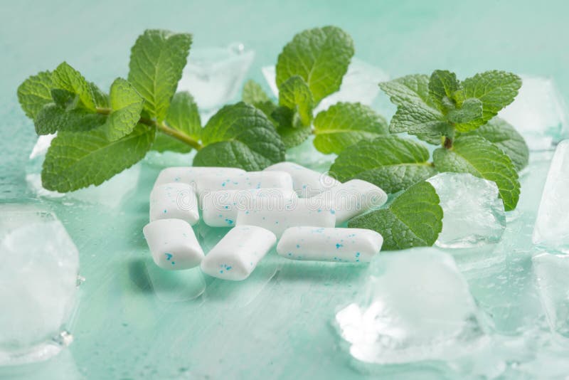 Chewing Gum with Mint and Ice Stock Image - Image of spearmint ...