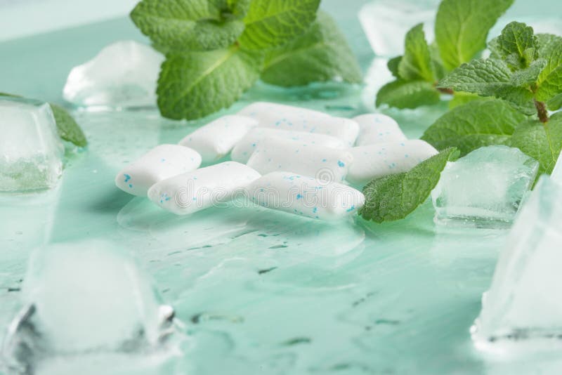 Chewing Gum with Mint and Ice Stock Photo - Image of natural, food ...