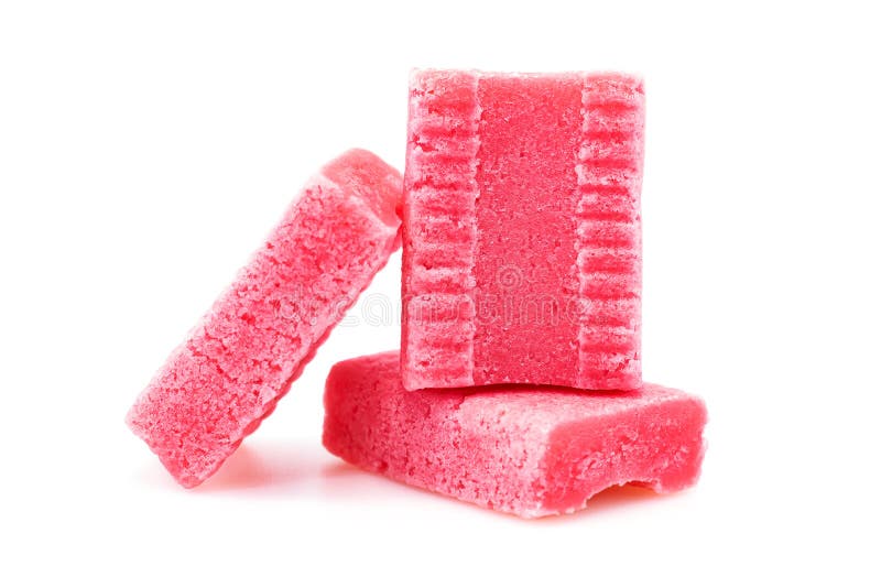 Chewing Gum with Strawberry Flavor on a White Background. Chewing Gum ...