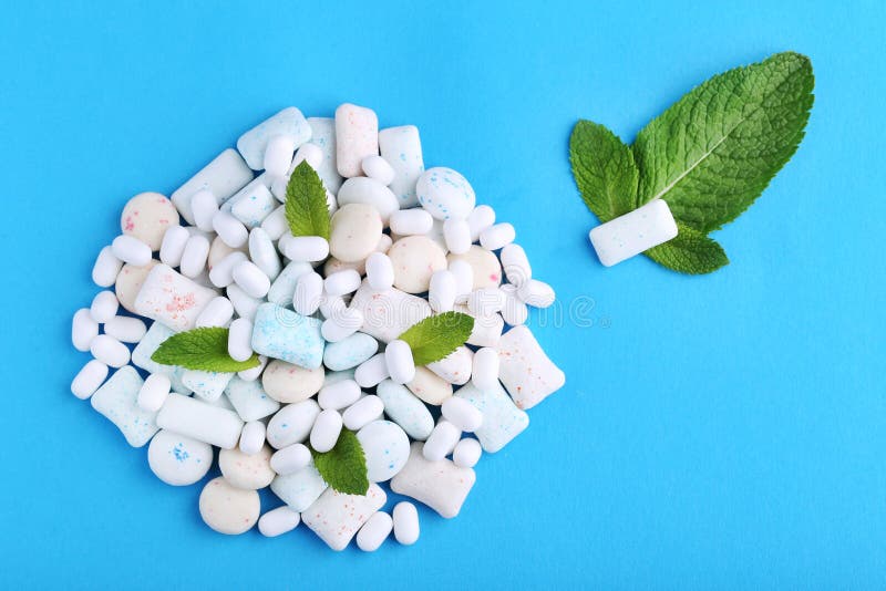 Chewing Gums with Mint Leafs Stock Image - Image of fresh, food: 102608577