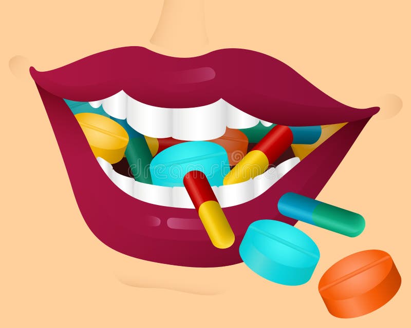 Chewing pills stock illustration. Illustration of care - 36119711