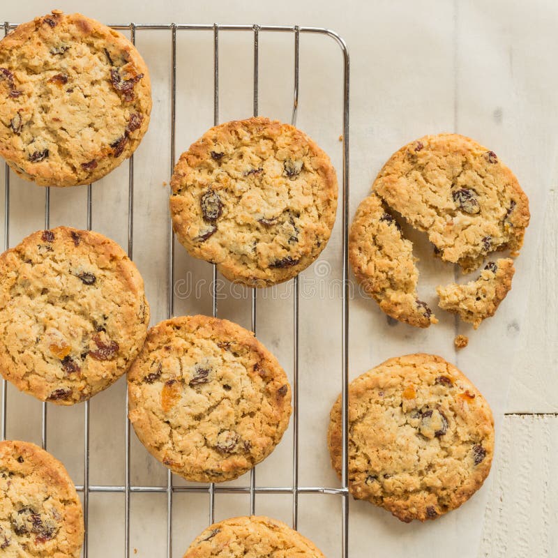 Chewy flapjack cookies stock photo. Image of cranberry - 38157198