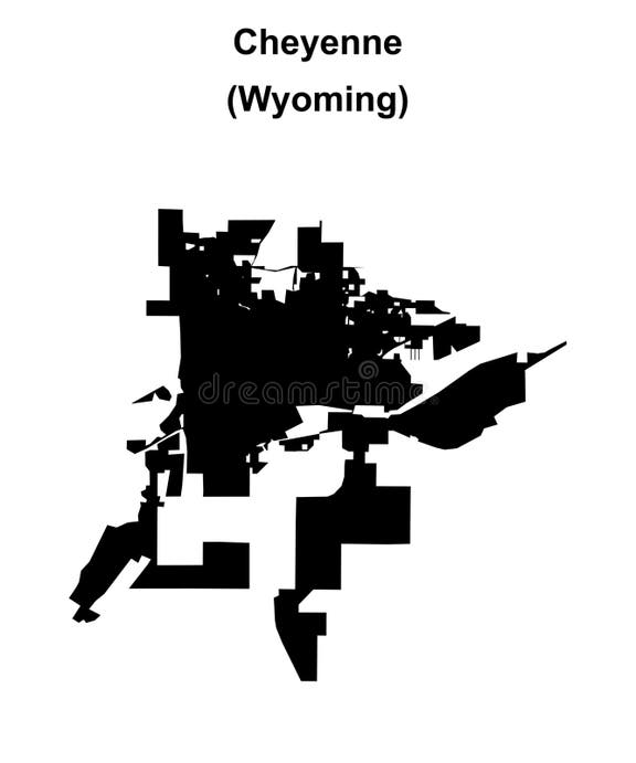 Cheyenne outline map stock vector. Illustration of boundaries - 357626120