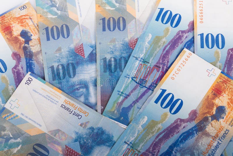 100 CHF Swiss banknotes stock photo. Image of finance - 58376248