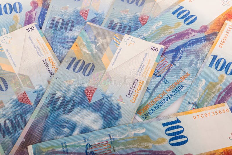 100, 50, 20, and 10 CHF Swiss Banknotes Stock Photo - Image of monetary ...