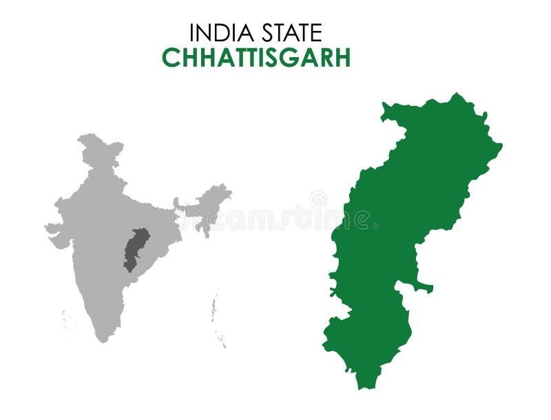Chhattisgarh Map of Indian State. Chhattisgarh Map Illustration. White ...
