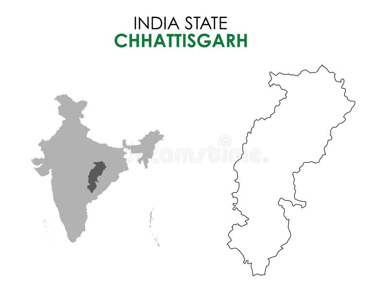 Chhattisgarh Map of Indian State. Chhattisgarh Map Illustration. White ...
