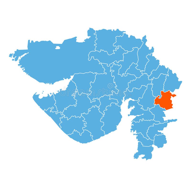 Chhota Udaipur District Highlighted on Gujarat State Map, India Stock ...