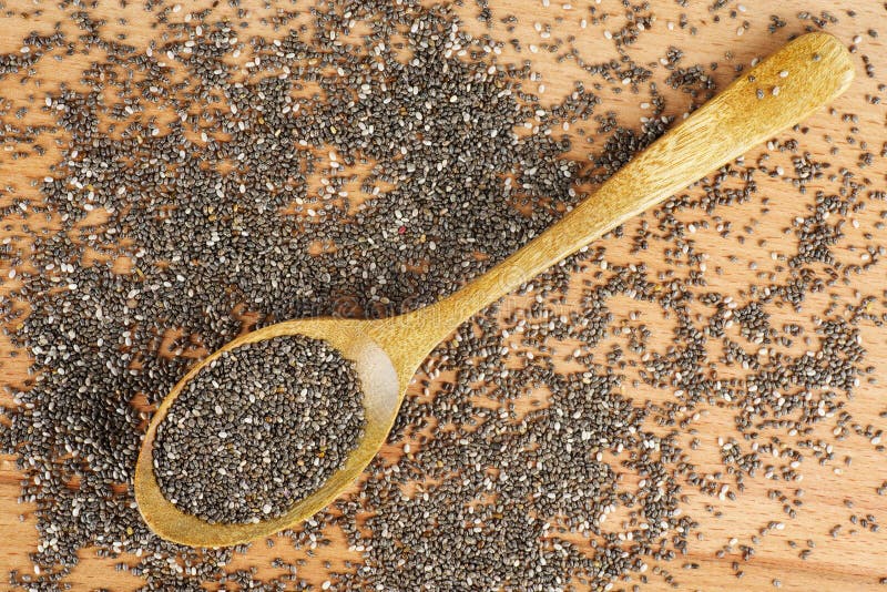 Chia Cia Seeds in Wooden Spoon Stock Image - Image of food, ingredient ...