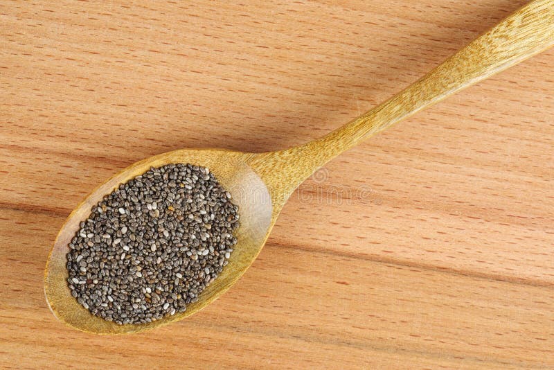 Chia Cia Seeds in Wooden Spoon Stock Image - Image of food, protein ...