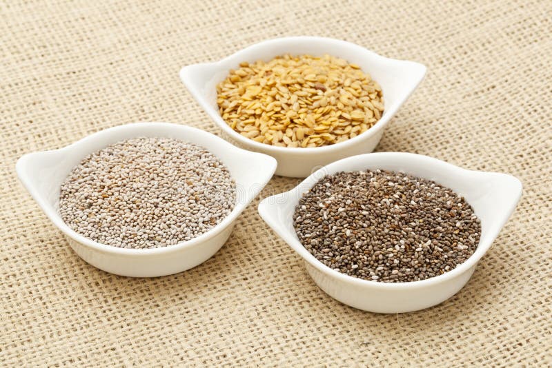 Chia and flax seed stock image. Image of three, canvas - 25175585