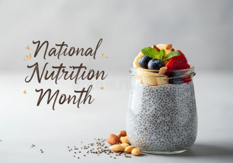 Chia Pudding with Fresh Berries and Nuts in Jar Celebrating National ...
