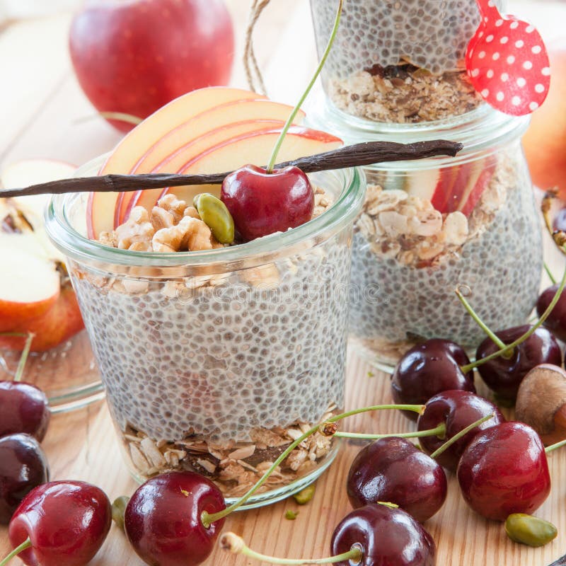 Chia Pudding with Fresh Fruits Stock Photo - Image of apple, recipe ...