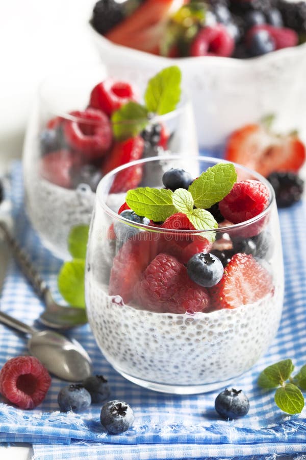 Chia Seed Pudding with Berries Stock Image - Image of organic, milk ...