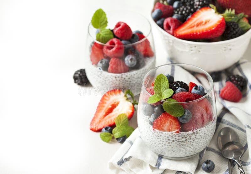 Chia Seed Pudding with Berries Stock Image - Image of portion, glass ...