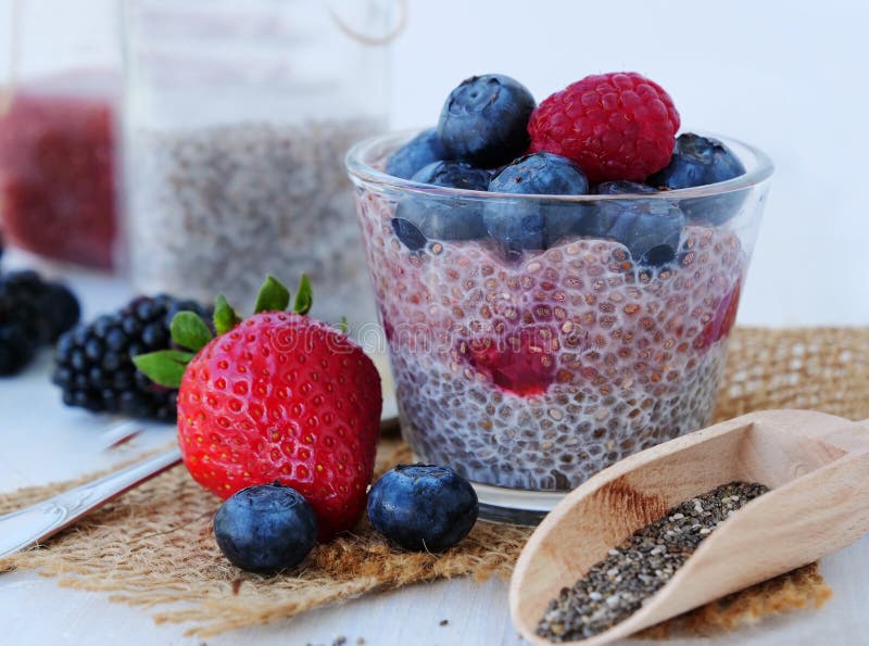 Chia Seed Pudding with Summer Berries Stock Image - Image of breakfast ...