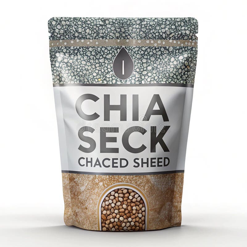 Chia Seed Snack Pouch with Subtle Patterns and Modern Typography Stock ...