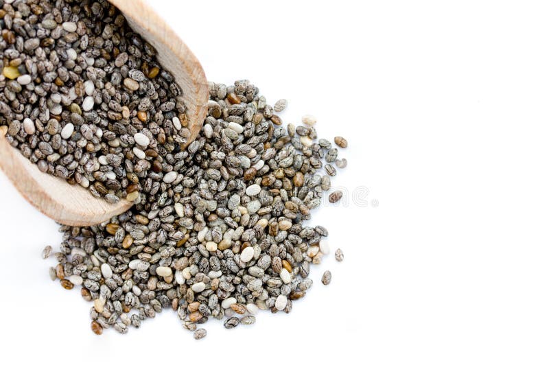 Chia Seeds Close Up on White Background Isolated Stock Image - Image of ...