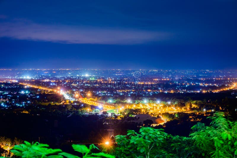 Chiang Mai Night View from Wat Phra that Doi Kham Viewpoint Stock Image ...