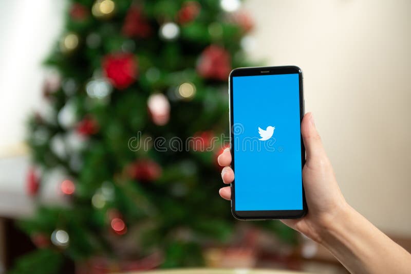 Chiang Mai Thailand.dec 12, 2022: 2022: Female Holding Smartphone on ...