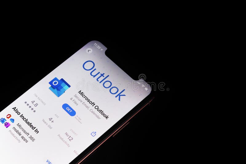 Microsoft Outlook App in the Apple Store on the Display Editorial ...