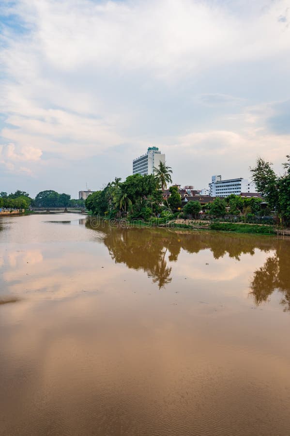 CHIANG MAI, THAILAND - May 6, 2020 : Ping River with Chiang Mai Town ...