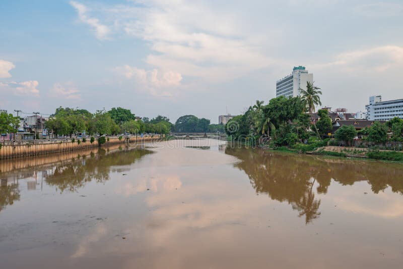 CHIANG MAI, THAILAND - May 6, 2020 : Ping River with Chiang Mai Town ...