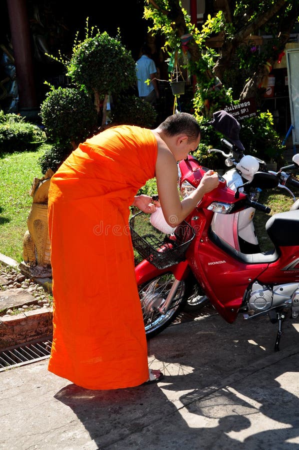 Chiang Mai, Thailand: Monk Blessing Motorcycle Editorial Stock Image ...
