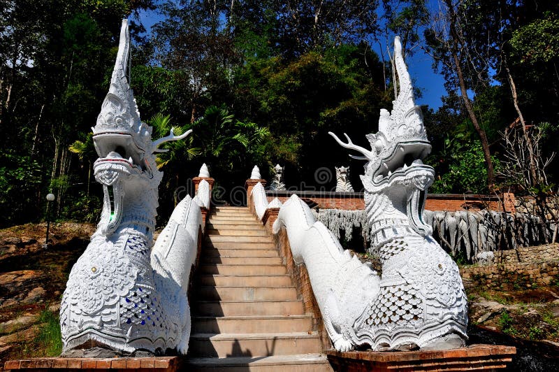 Chiang Mai, Thailand: Naga Staircase at Wat Palad Stock Image - Image ...