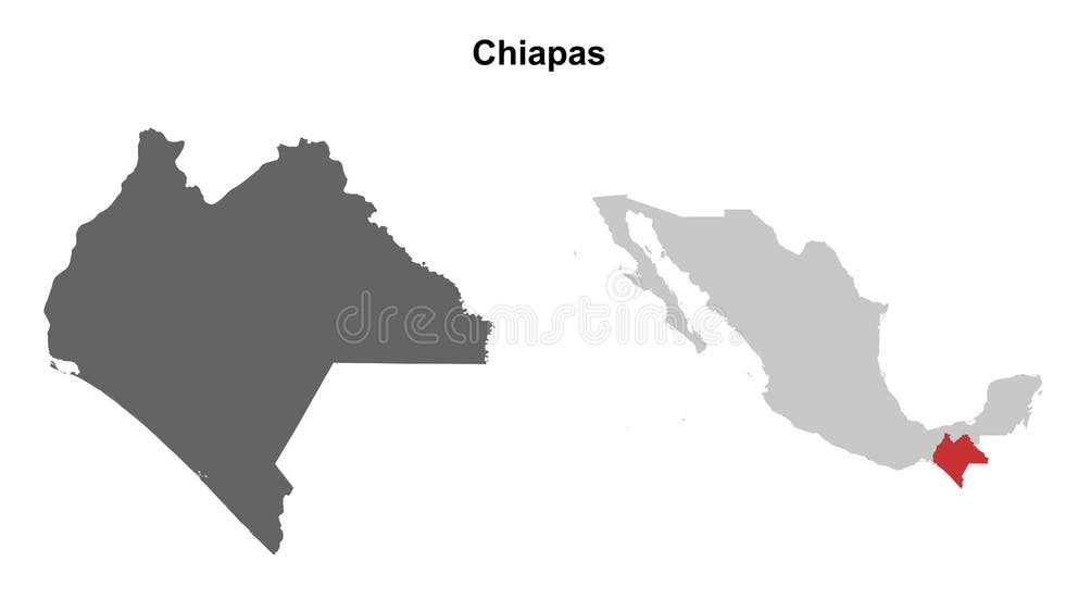 Chiapas outline map stock vector. Illustration of vector - 379010669