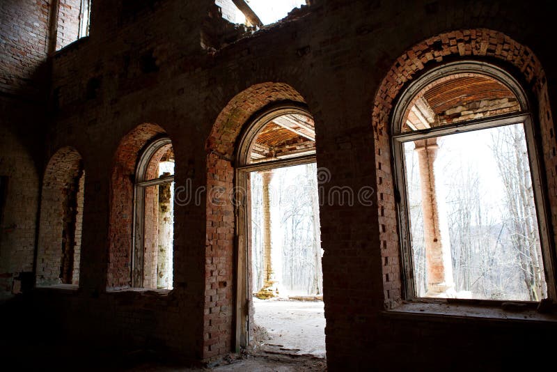 Chiaroscuro from a Row of Windows in an Old Dilapidated Building. Stock ...