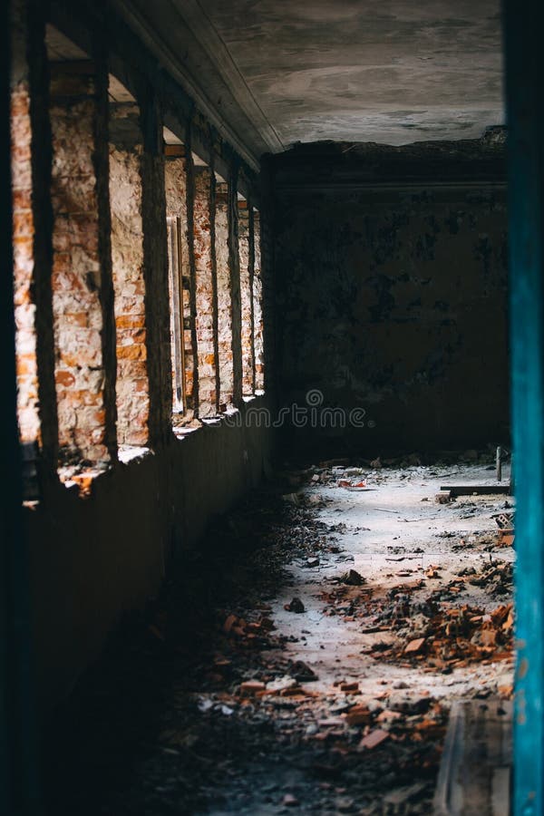 Chiaroscuro from a Row of Windows in an Old Dilapidated Building. Stock ...