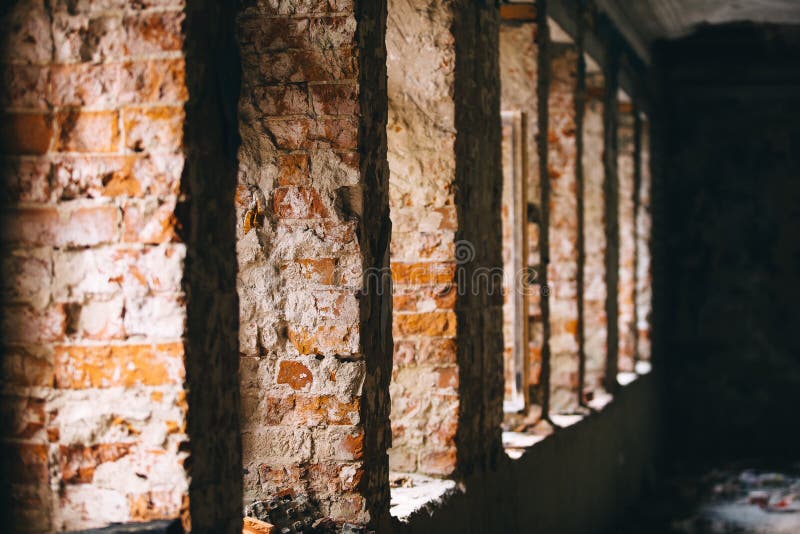 Chiaroscuro from a Row of Windows in an Old Dilapidated Building. Stock ...