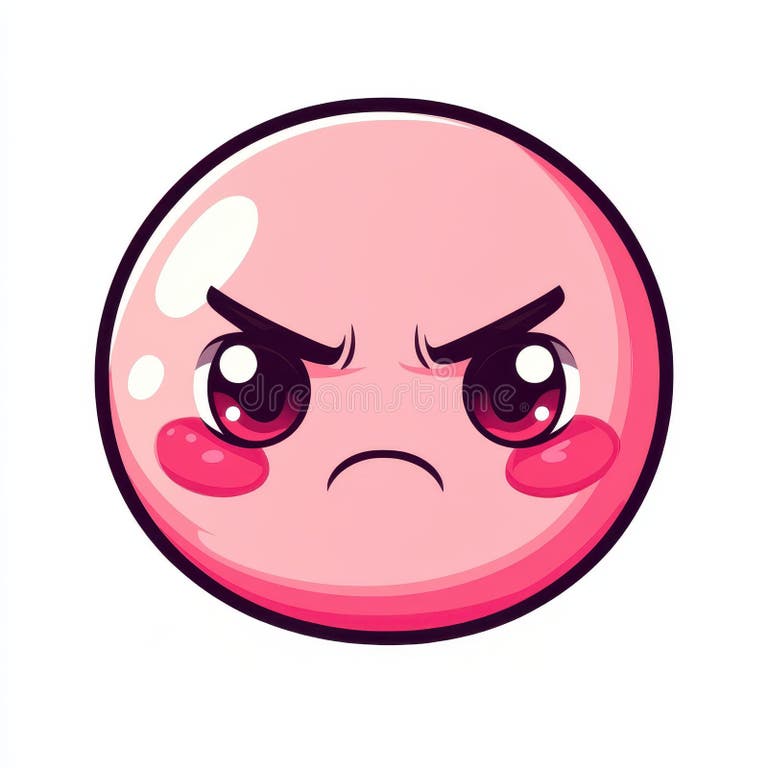 Chibi Angry Emoji with Puffy Cheeks and Intense Expression Stock ...