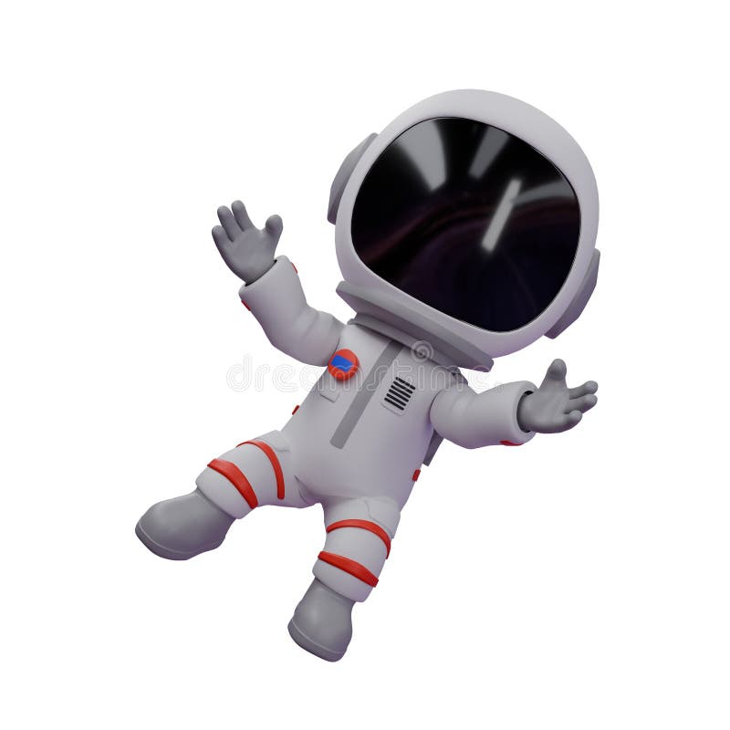 A Chibi Astronaut Floats with Both Hands Open Stock Image ...