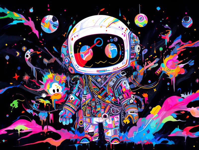 Chibi Astronaut in Outer Space Stock Illustration - Illustration of ...