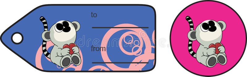 Chibi Baby Lemur Sitting Cartoon Sticker Stock Vector - Illustration of ...