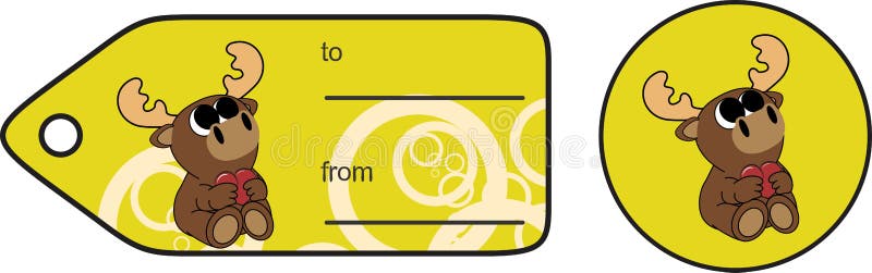 Chibi Baby Moose Sitting Cartoon Sticker Stock Vector - Illustration of ...