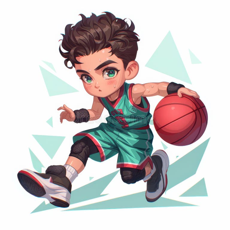 Chibi Basketball Player Dribbling with Determination Stock Illustration ...