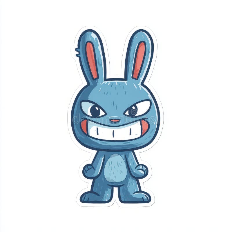 Chibi Blue Rabbit Sticker with a Cheeky Grin, Dan Hipp Stock Photo ...