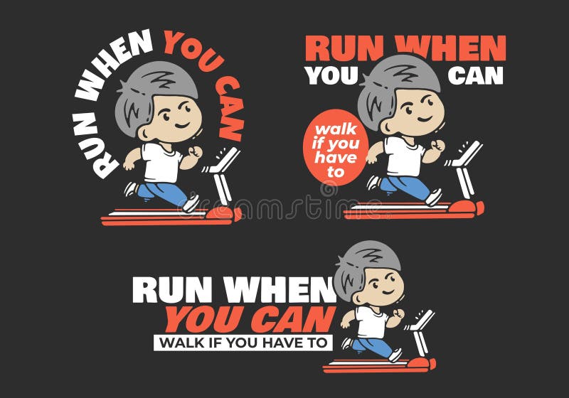 Chibi Boy Runner Running of Treadmill, Flat Illustration Design in 3 ...