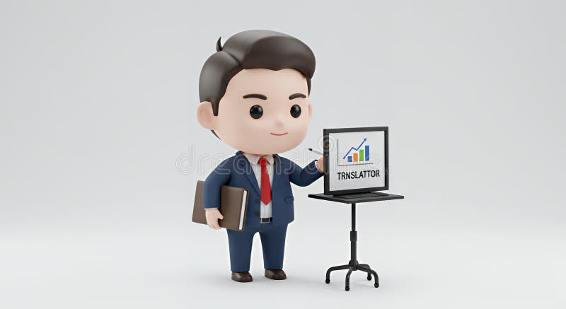 Chibi Businessman Presenting Bar Graph 3D Render Illustration Stock ...