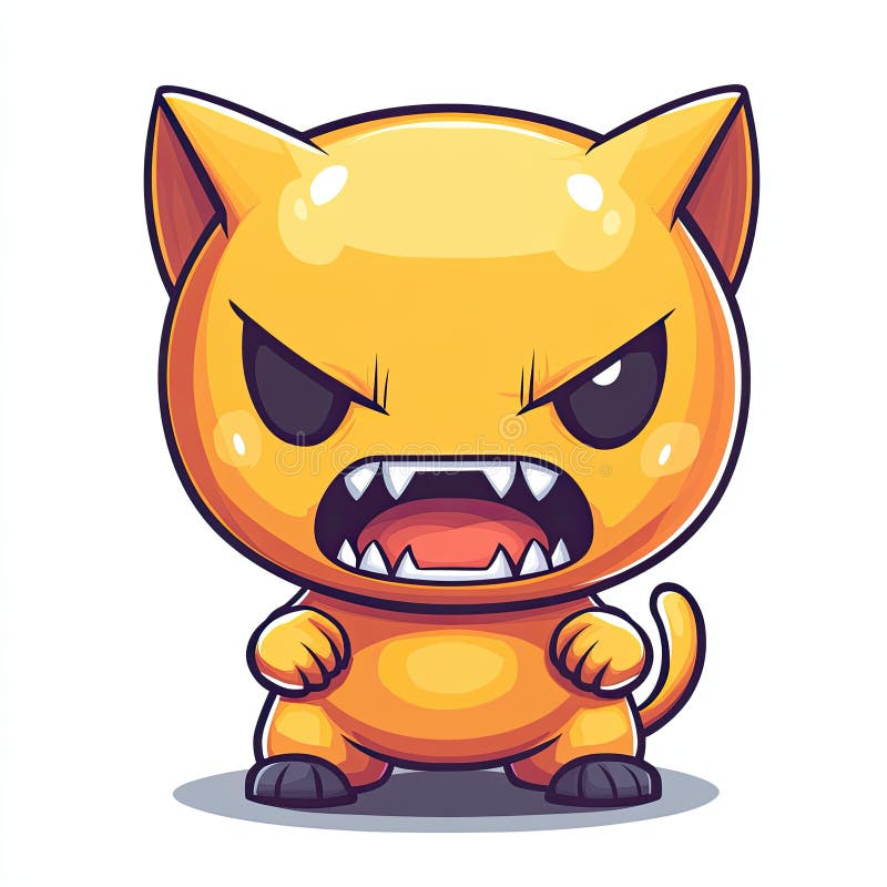 Chibi Cartoon Character Shouting in Anger with Open Mouth Stock ...