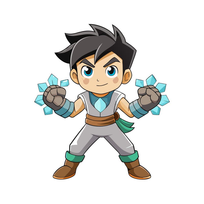 Cartoon Hero with Ice Power Illustration for Games and Animation Stock ...