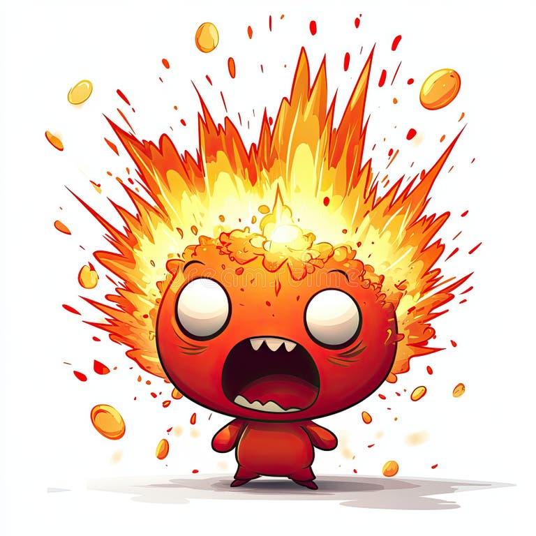 Chibi Character with Exploding Head Effect, Expressing Intense Emotion ...