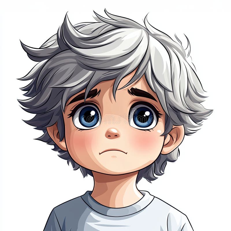 Chibi Character with Forced Smile and Sadness in Eyes Stock ...